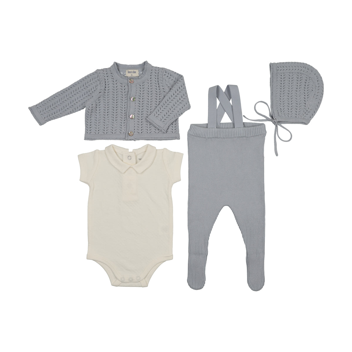 Bee & Dee Knit Ensemble - Dusty Blue – Babys breath layette